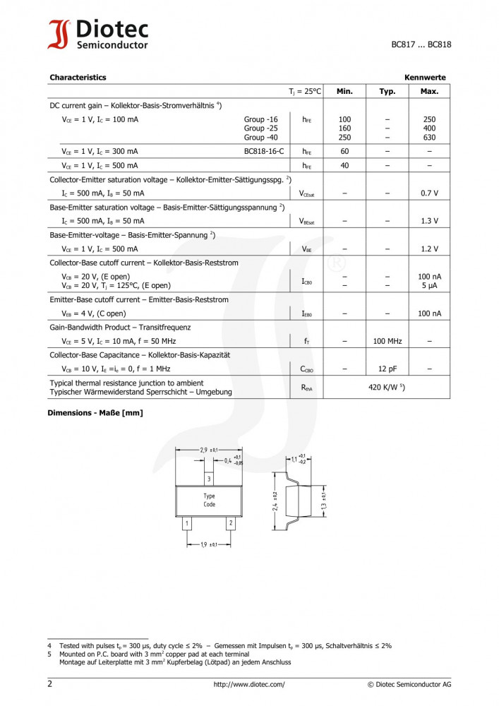 DIOTEC BC817/BC818 datasheet page 2