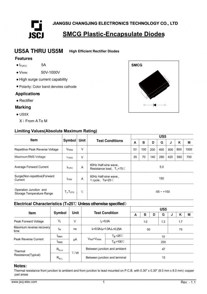 JSCJ US5J datasheet page 1