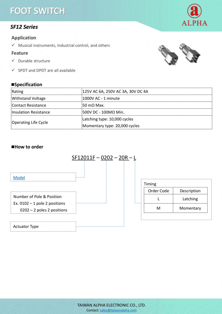 SF12 Series technical document page 1