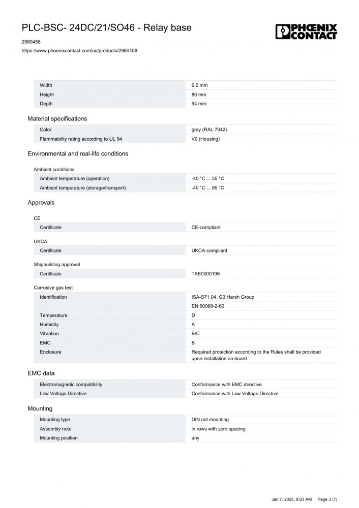 Phoenix Contact 2980458 technical document page 3
