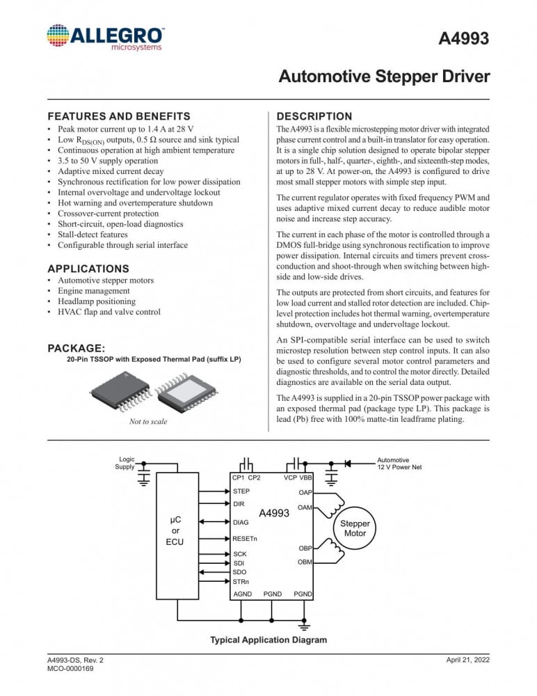 A4993 datasheet page 1