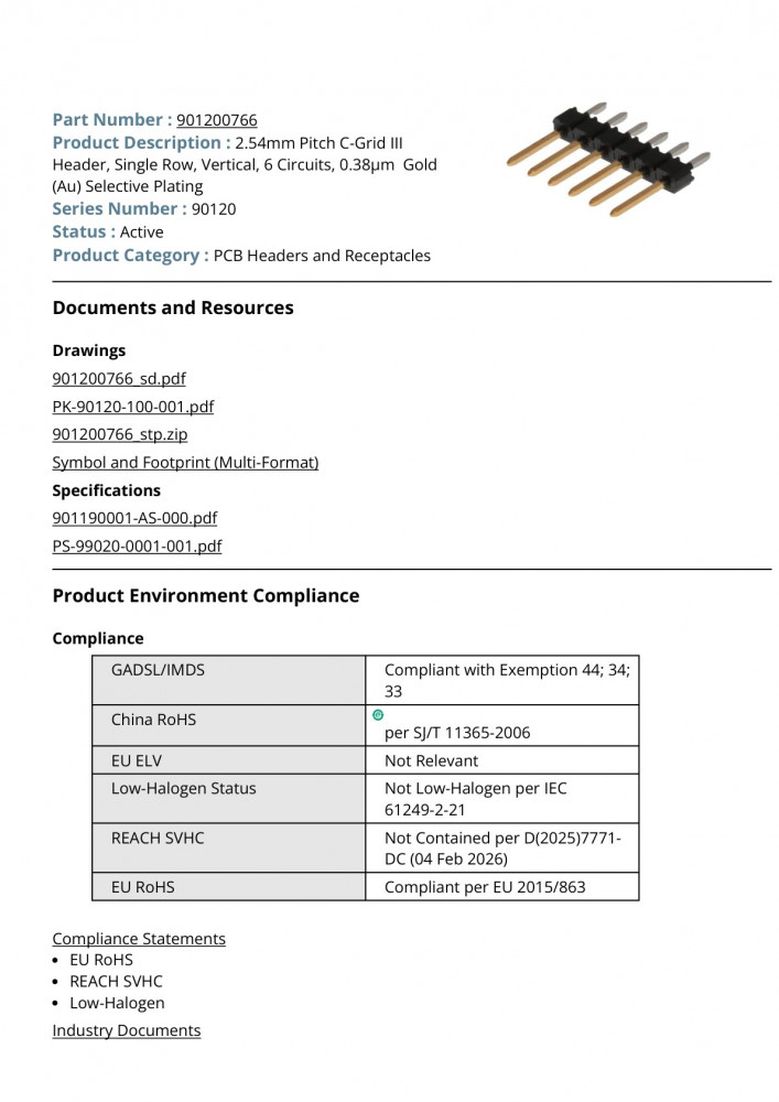 MOLEX 901200766 document page 1