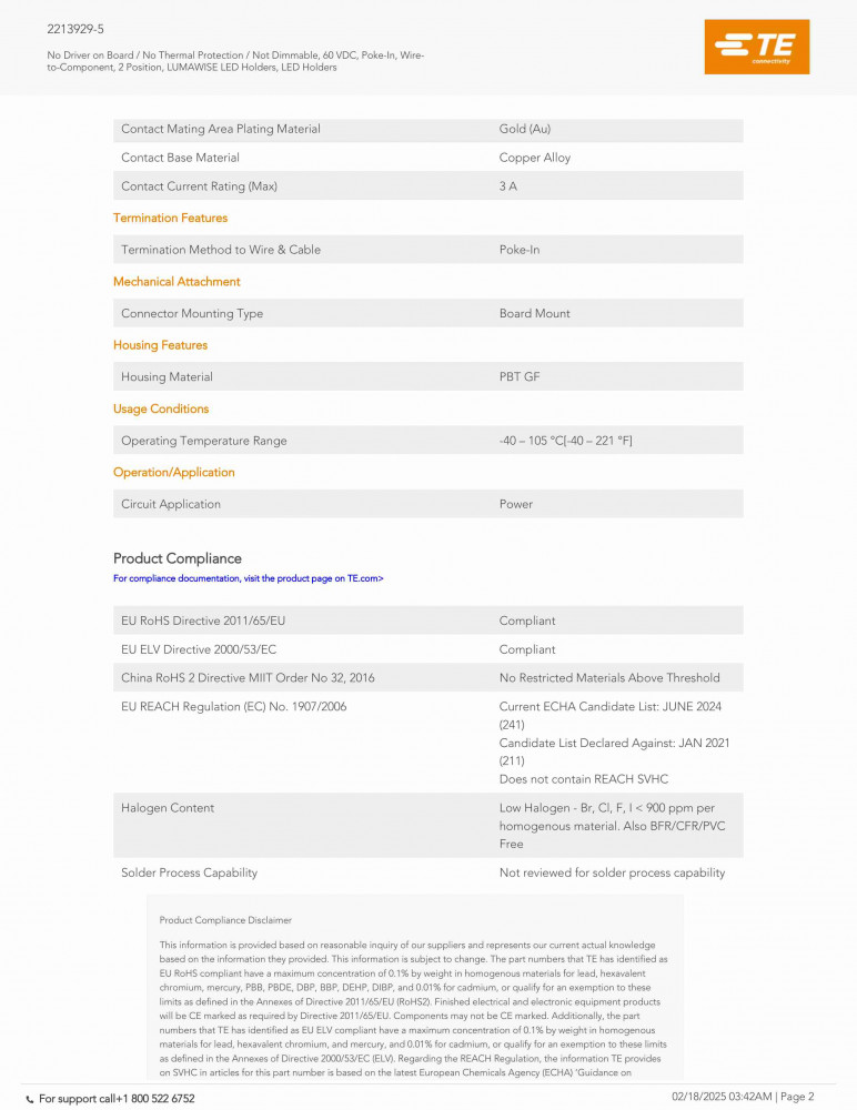 TE Connectivity 2213929-5 technical document page 2