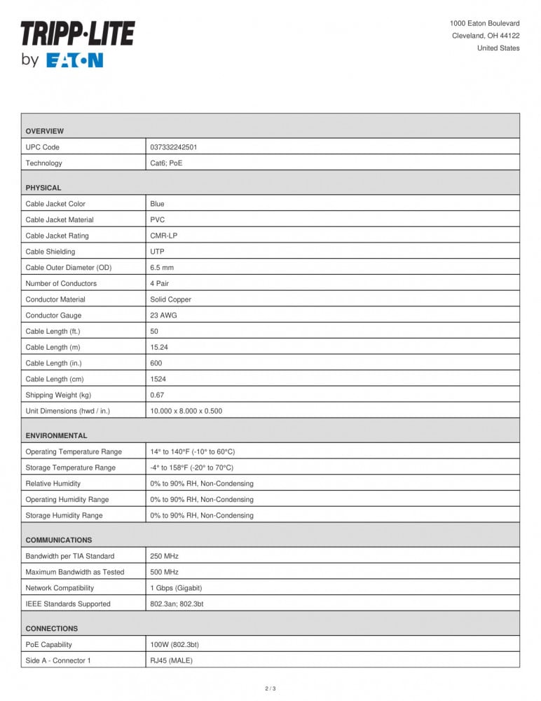 N201P-050-BL technical document page 2