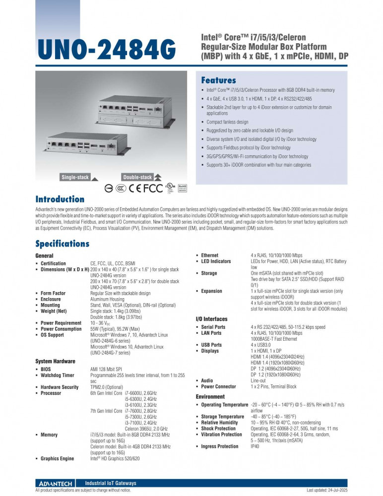 UNO-2484G technical document page 1