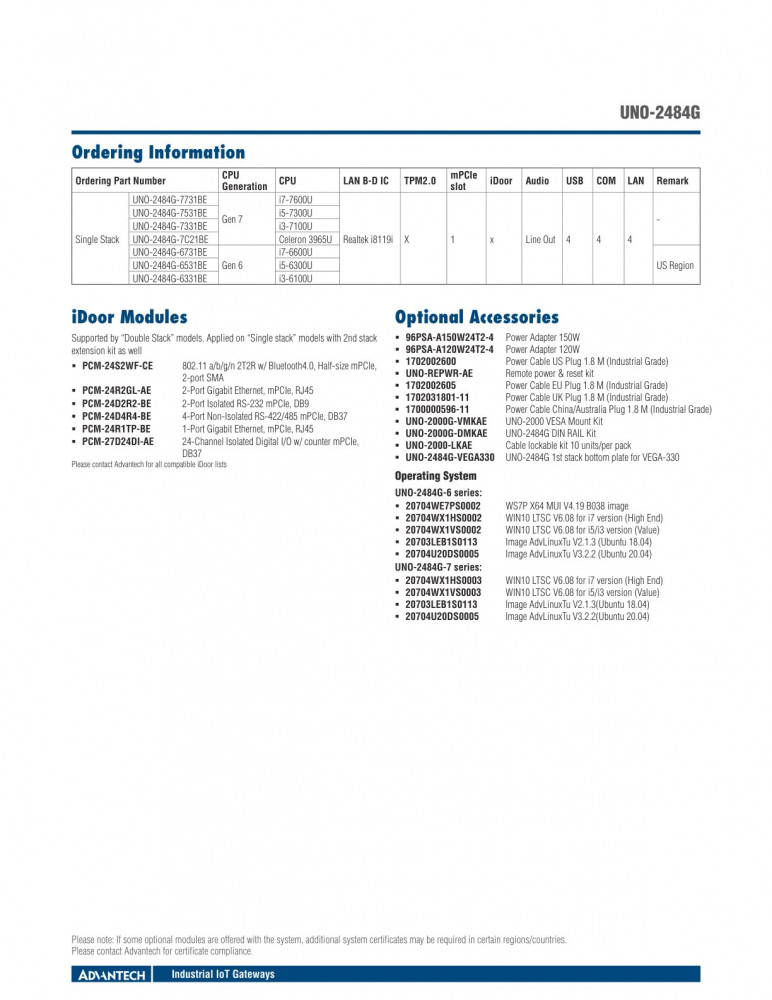UNO-2484G technical document page 3