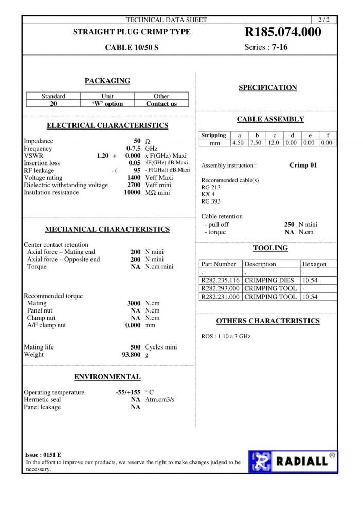 Radiall R185074000 datasheet, page 2