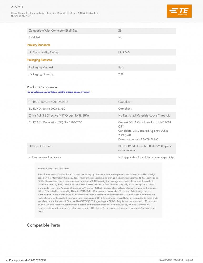 TE Connectivity 207774-4 technical document page 2