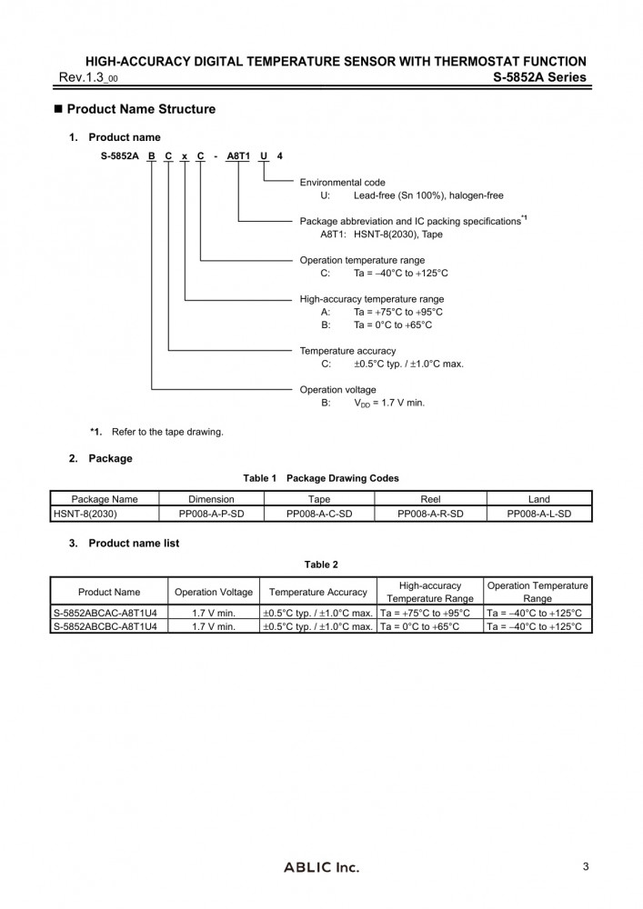 S-5852A datasheet page 3