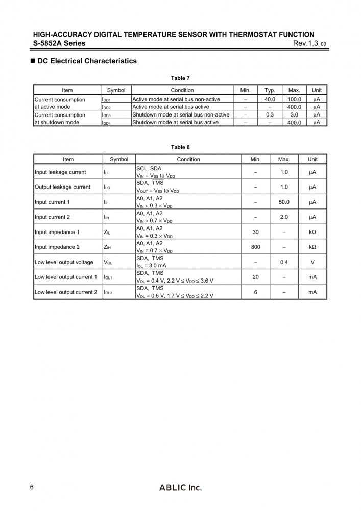 S-5852A datasheet page 6
