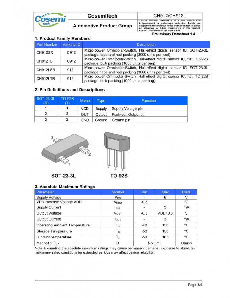 CH912LSR datasheet page 3