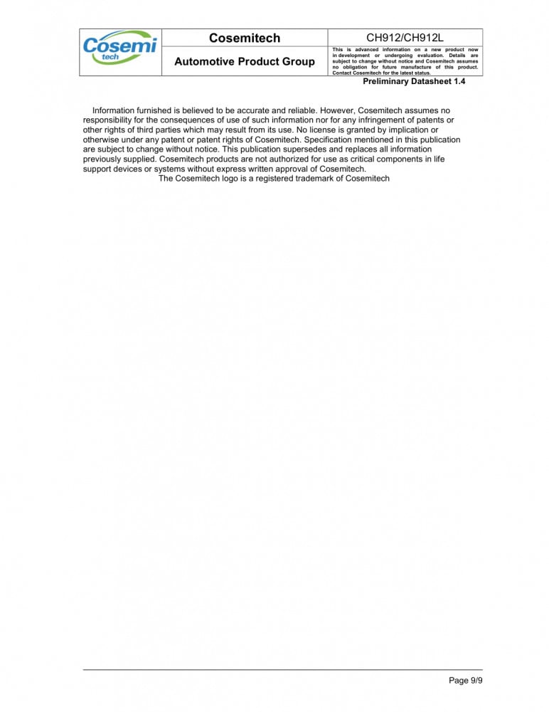 CH912LSR datasheet page 9