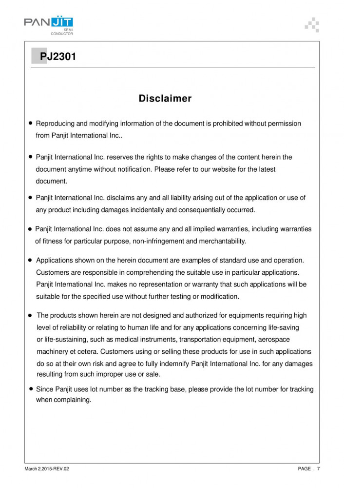 PJ2301 datasheet page 7