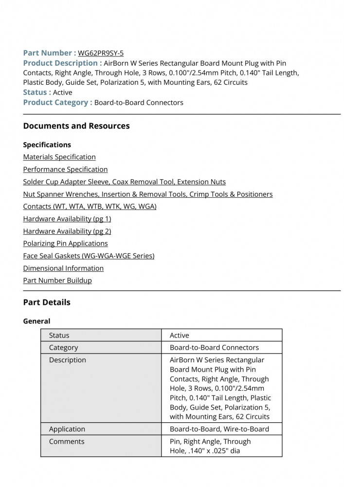 WG62PR9SY-5 product document image, page 1