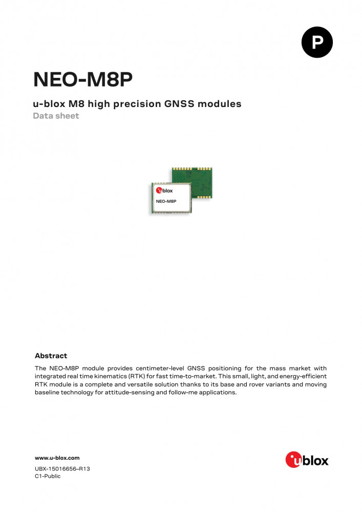 NEO-M8P data sheet page 1