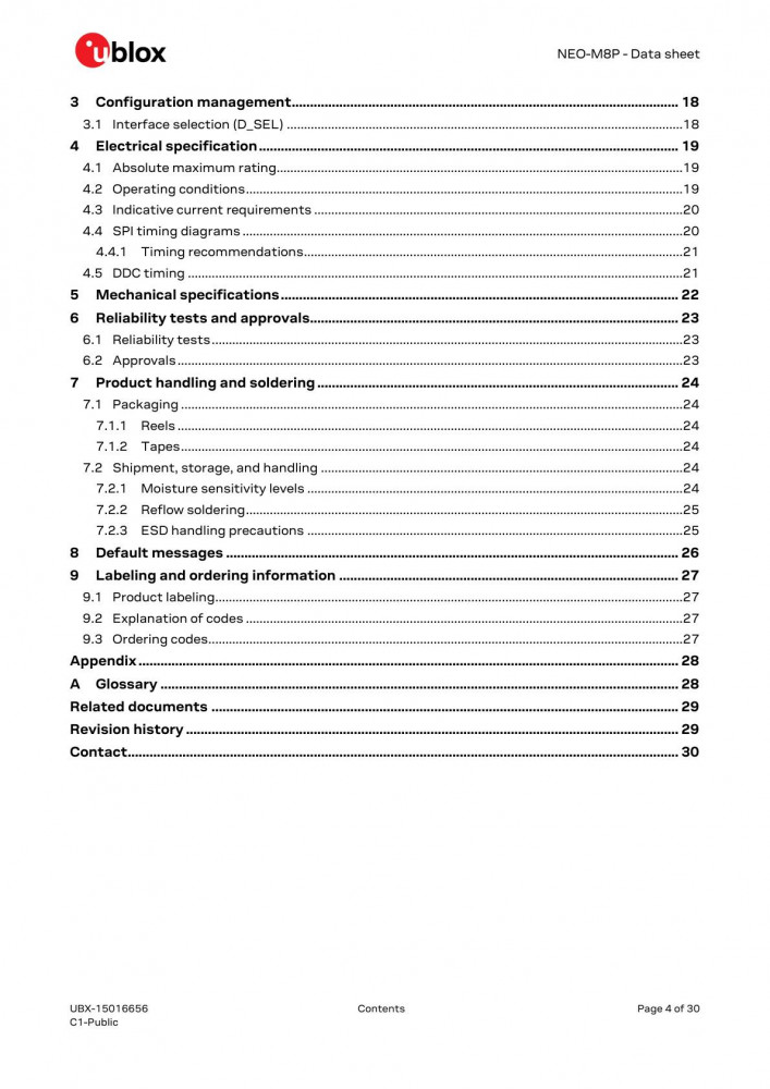NEO-M8P data sheet page 4