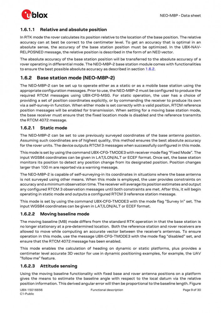 NEO-M8P data sheet page 9