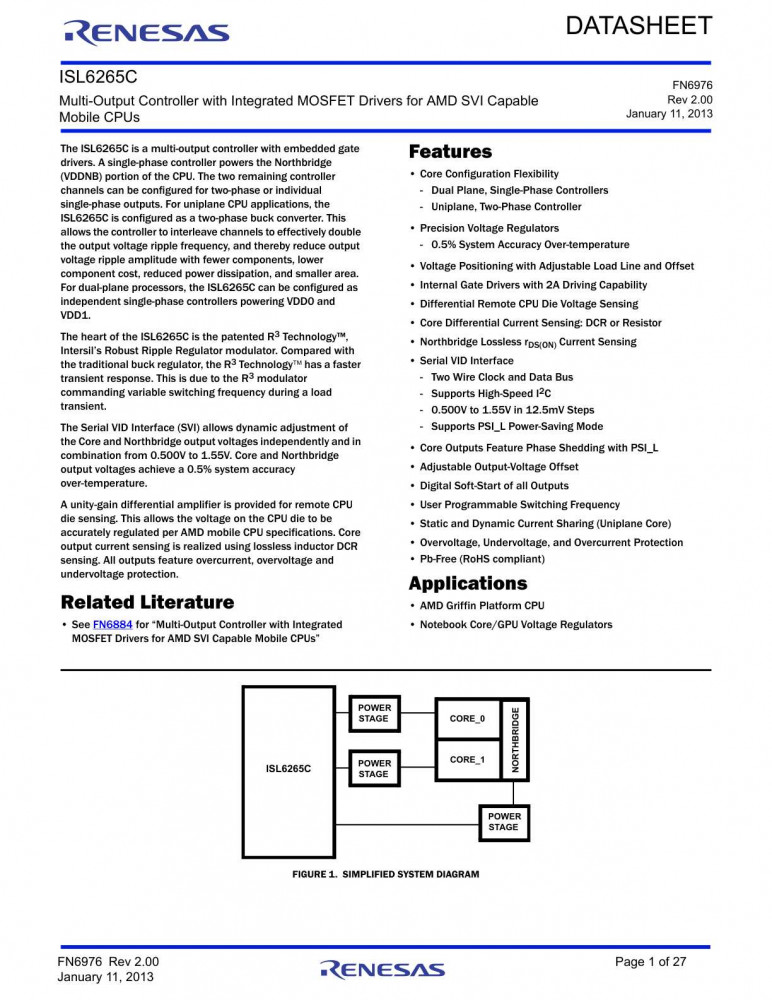 ISL6265C datasheet page 1