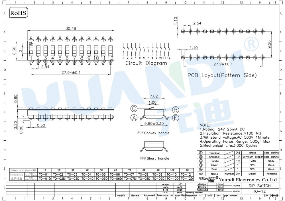 Yuandi TO-12 technical drawing page