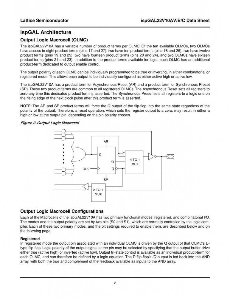 ISPGAL22V10A technical document page 2
