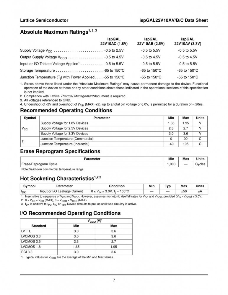 ISPGAL22V10A technical document page 7