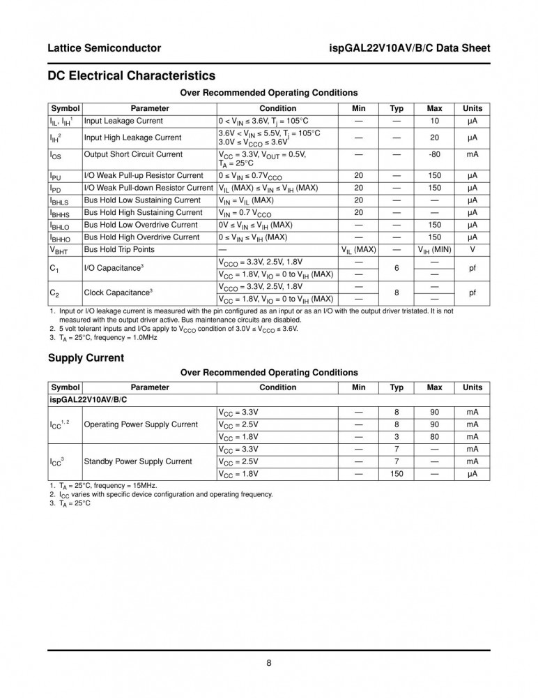 ISPGAL22V10A technical document page 8
