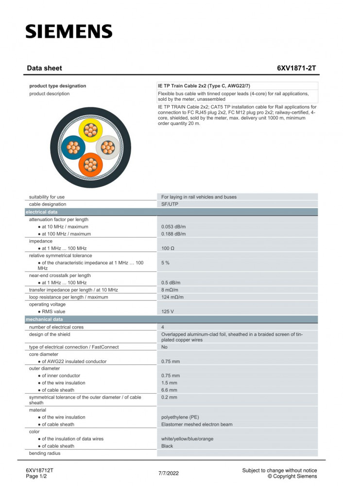 SIEMENS 6XV18712T technical document page 1