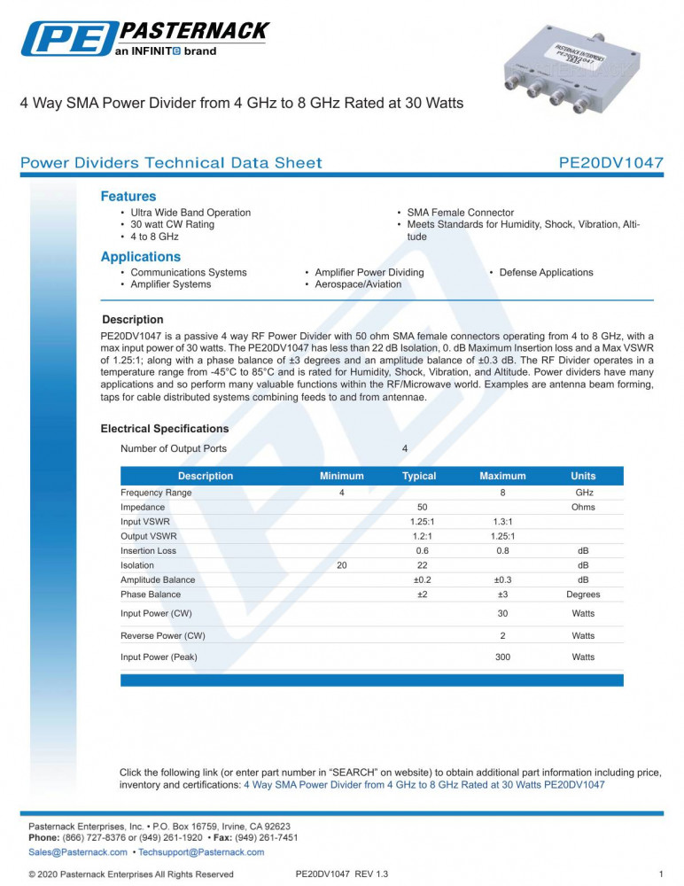 PE20DV1047 datasheet page 1