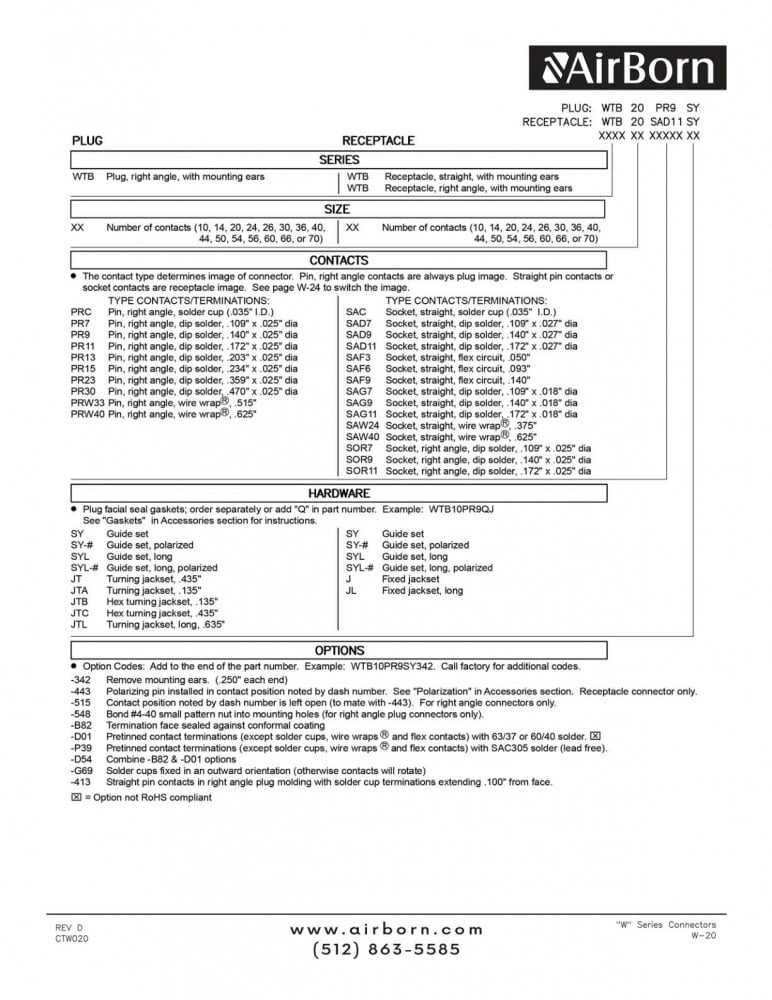 AirBorn WTB connector technical document preview