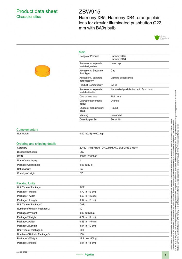 ZBW915 technical document page 1