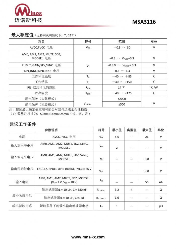 MSA3116D2 datasheet page 4