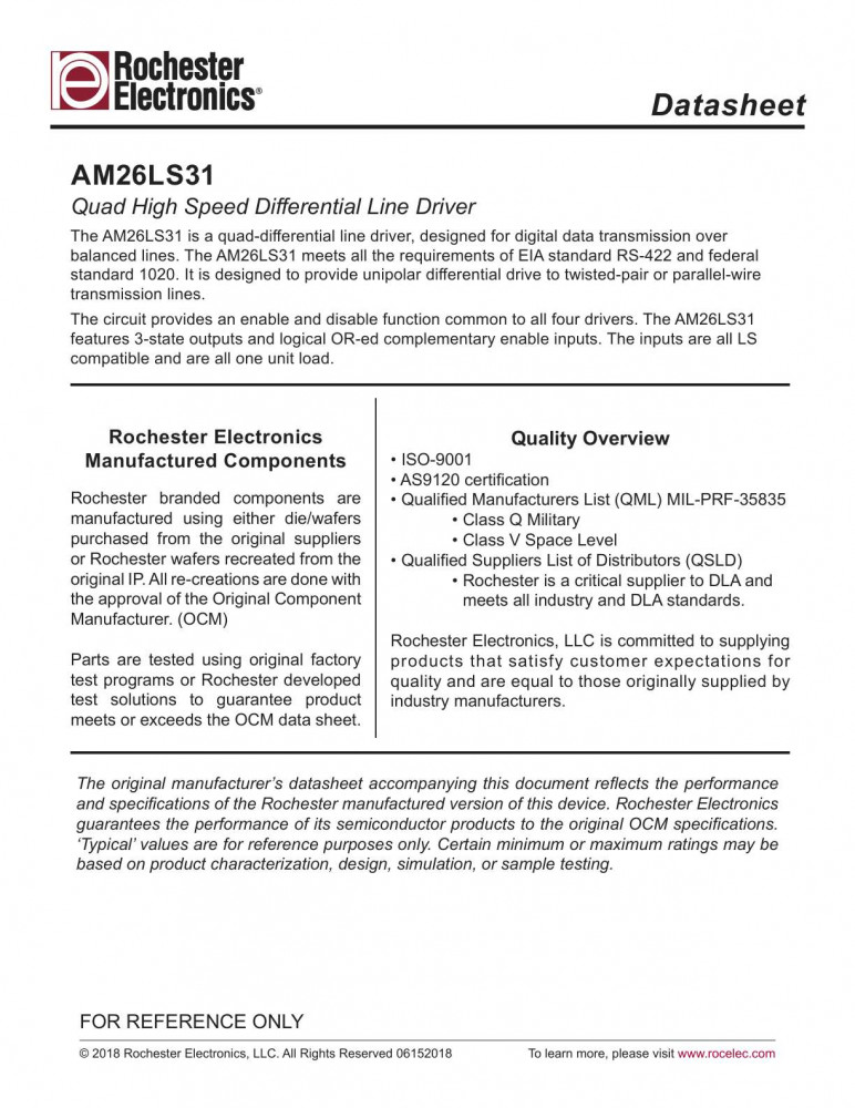 AM26LS31SC technical document page 1