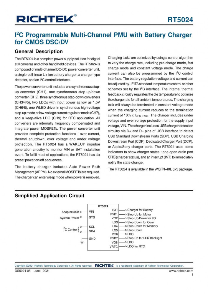 RT5024 technical document page 1