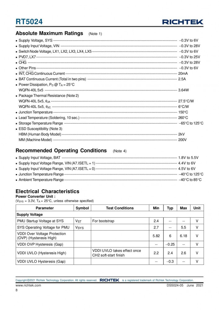 RT5024 technical document page 8