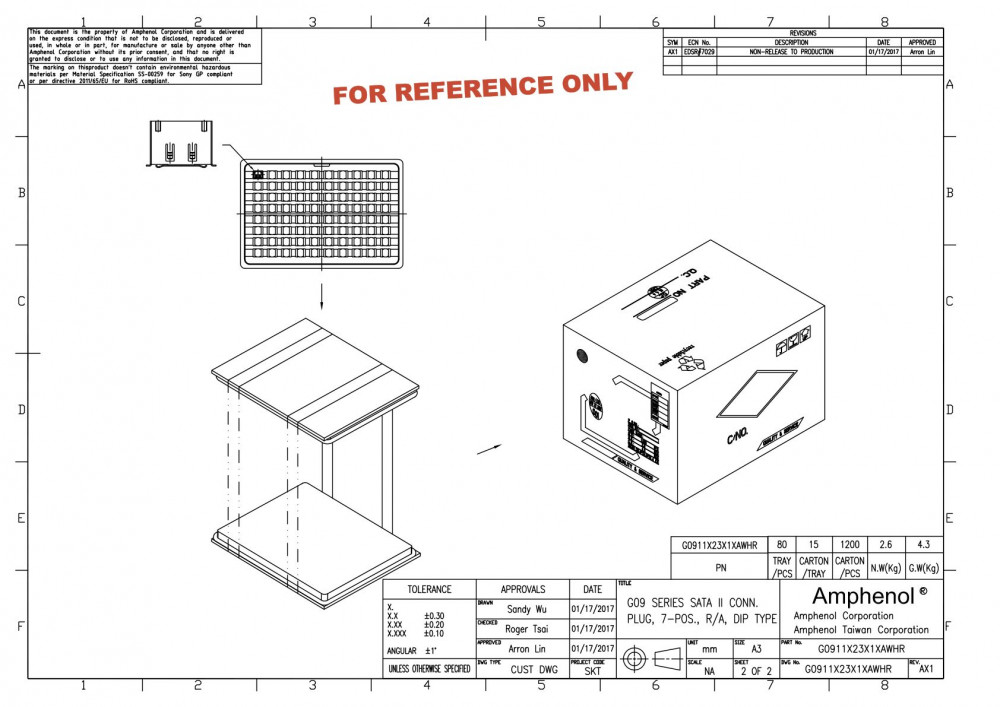 Amphenol G0911523012AWHR technical drawing page 2