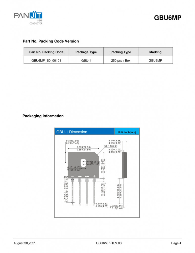 PANJIT GBU6MP datasheet page 4