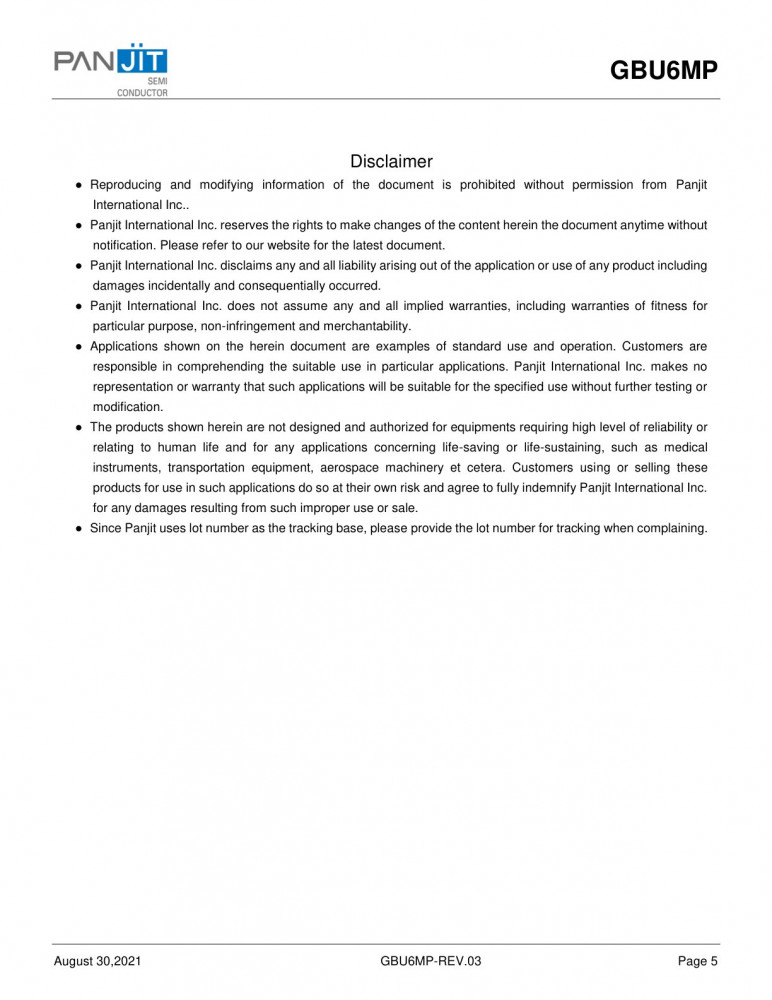 PANJIT GBU6MP datasheet page 5