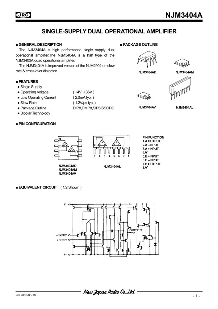 NJM3404A datasheet page 1
