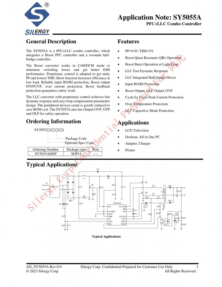 SY5055A datasheet page 1