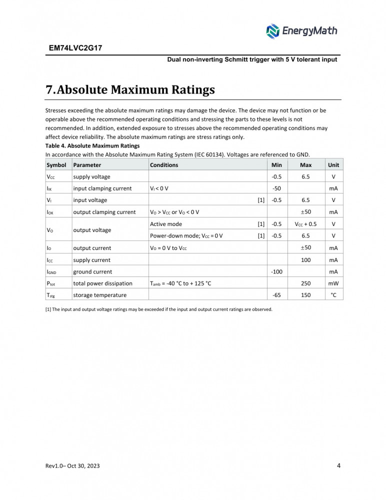 EM74LVC2G17GM datasheet page 4