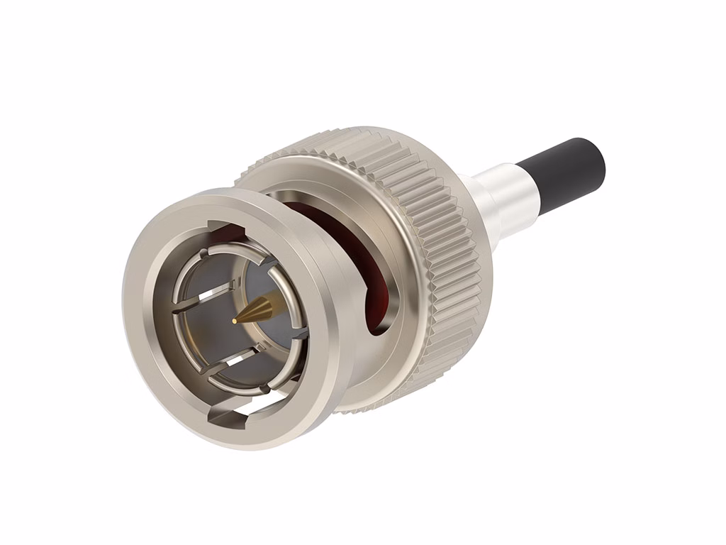 BNC Plug, Straight, Crimp, MHR Cable, Brass Body, Nickel (Ni) Plated, Bag, 75 Ohms for sale