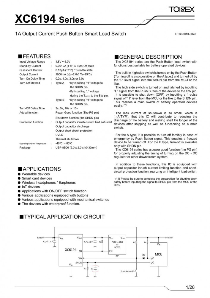 XC6194 datasheet page 1