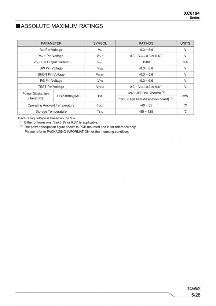 XC6194 datasheet page 5