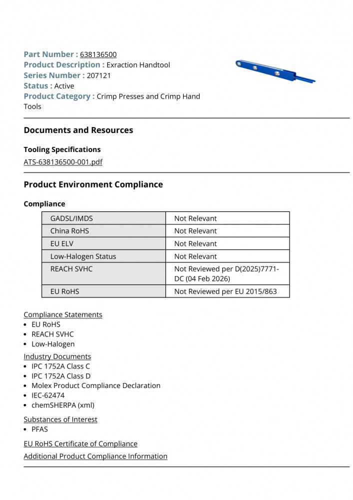 MOLEX 638136500 tooling document preview, page 1