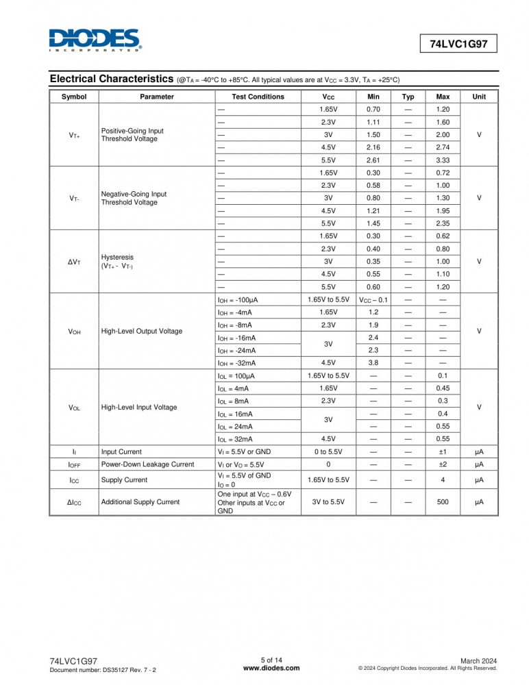 74LVC1G97DW-7 datasheet page 5