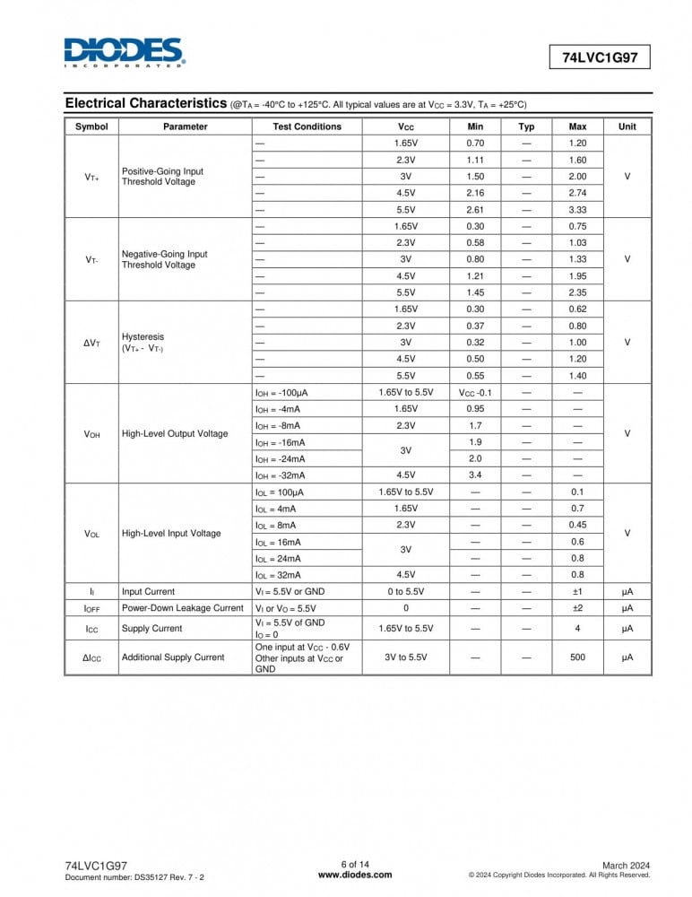 74LVC1G97DW-7 datasheet page 6