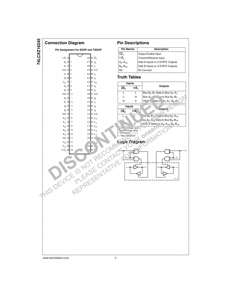 74LCXZ16245 datasheet page 2