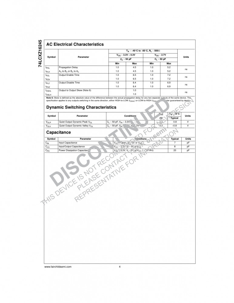74LCXZ16245 datasheet page 4