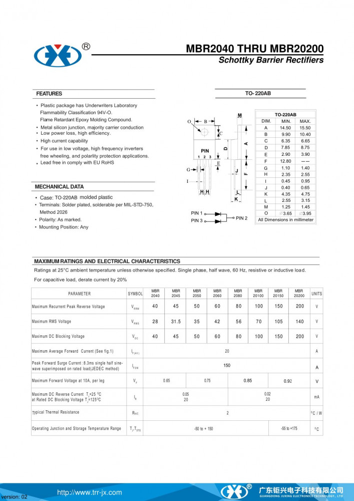 JUXING MBR2045 datasheet page 1