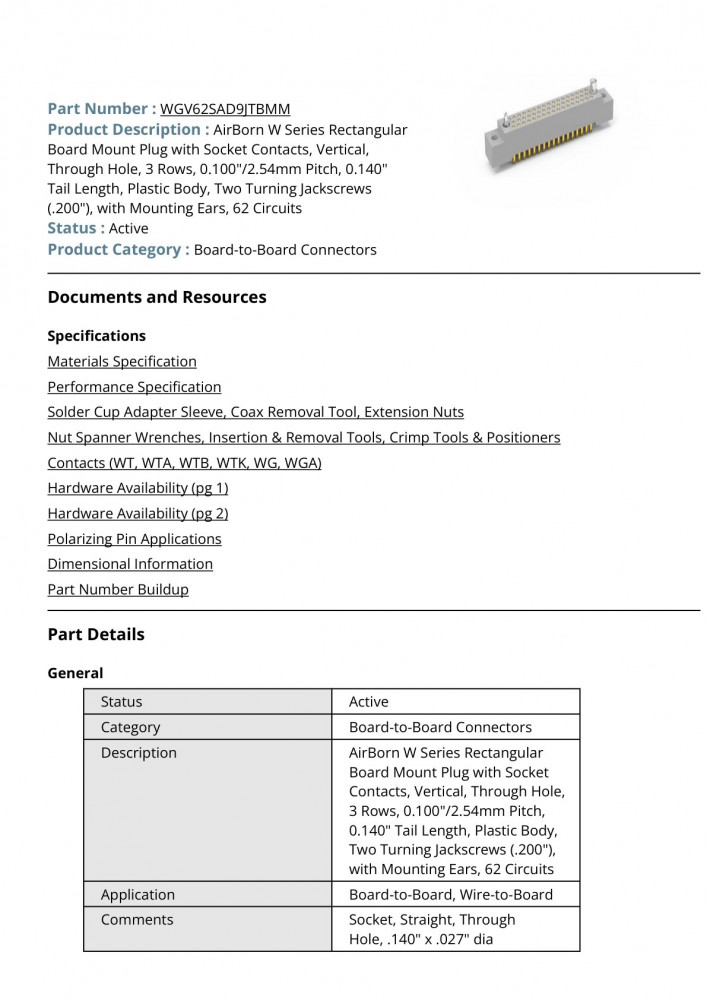 Technical document page 1 for WGV62SAD9JTBMM